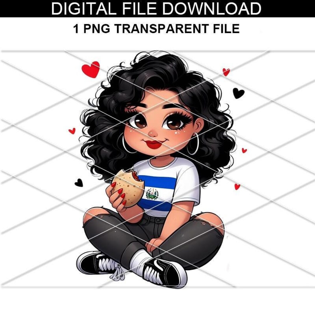 Salvadoran Girl PNG/ Proud El Salvador Girl Clipart/ Pupusa Food/latina ...