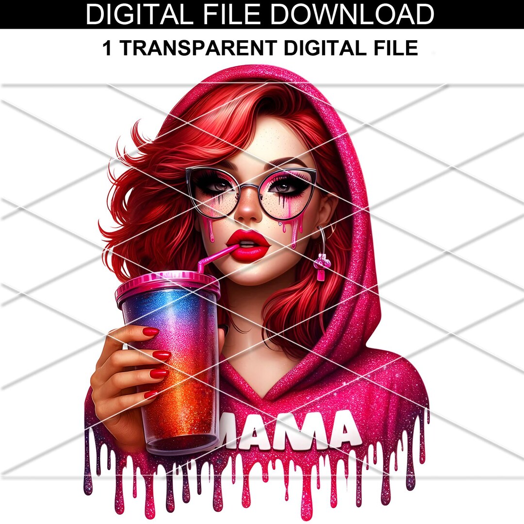 Glitter and Dirt Mama/ Diva Latina Png/ Red Hair Mom/ Medical Glasses ...