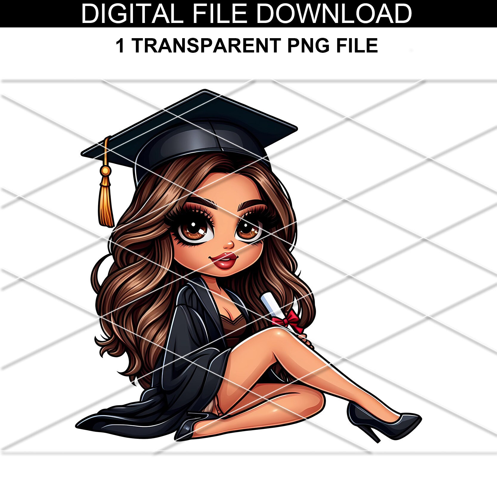 Girl in Graduation Gown /graduation Gift / Cap and Gown / Png ...