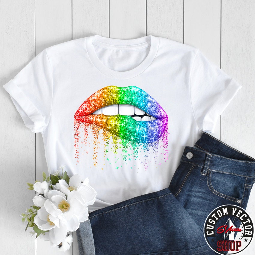 Rainbow Dripping Rainbow Lips Digital PNG Lips Dripping - Etsy