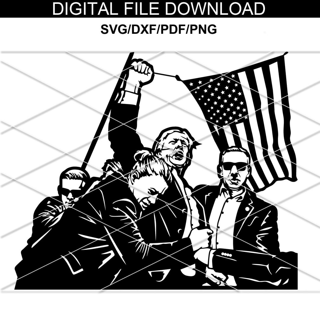 Shoot Trump Fight 2024 DXF for Plasma, Engraving/ Trump Shot Fight 2024 ...
