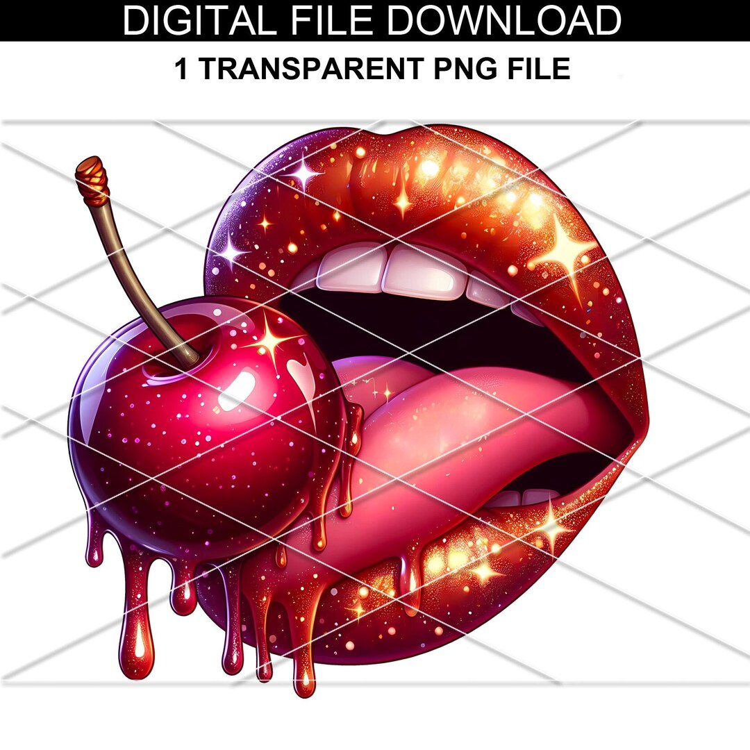 Sexy Lips | Dripping Cherry Lips Digital PNG| Lips Dripping Cherries ...