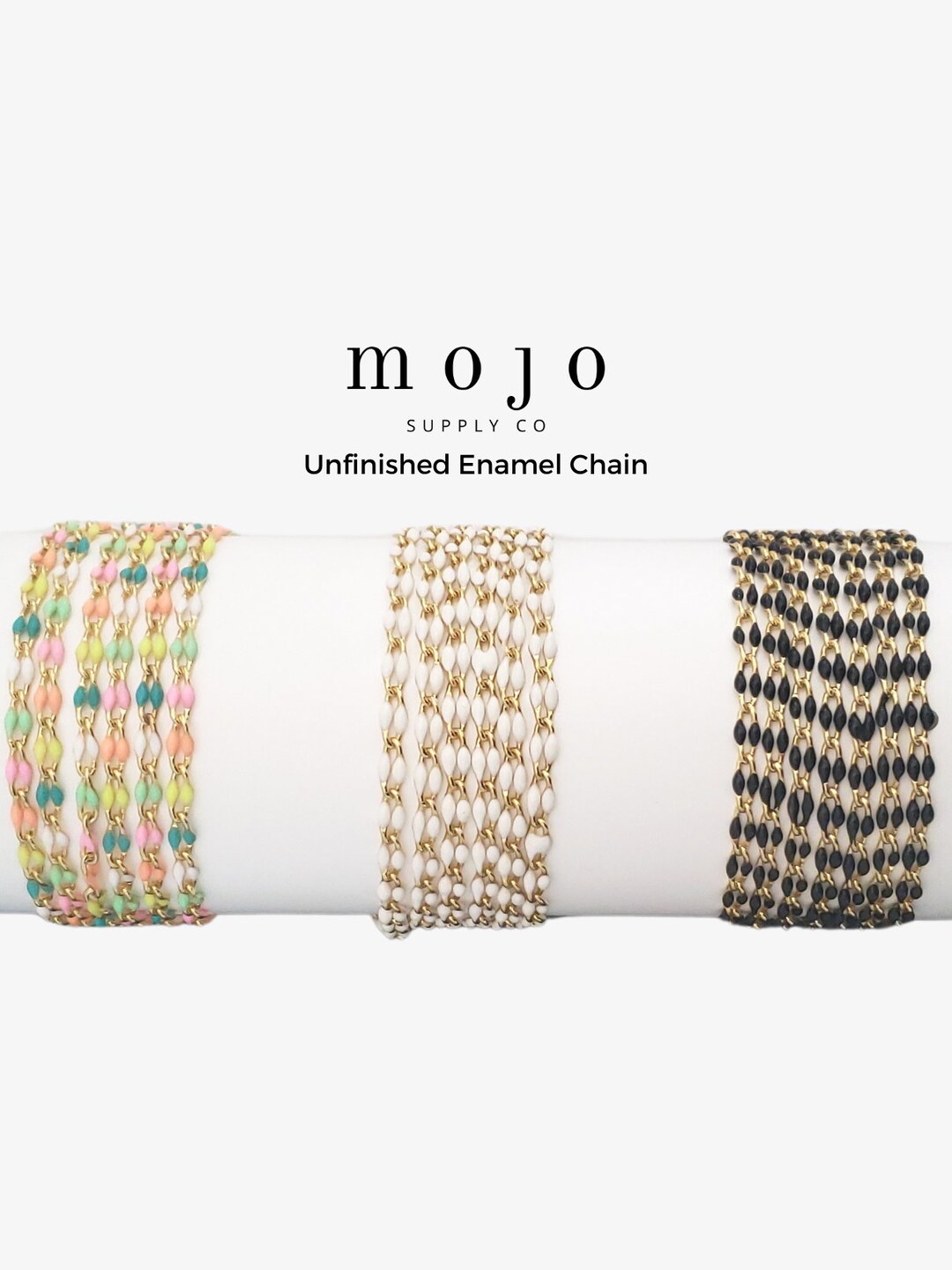 3 Colors! Sequin Gold Plated Enamel Chain by the Foot Any Length 3MM ...