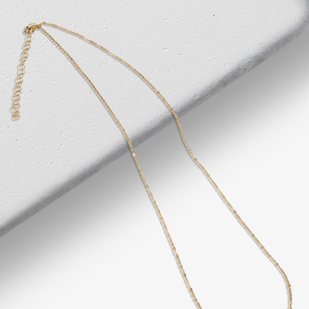 14K Gold Adjustable Cable Necklace Adjustable Length Chain | Etsy