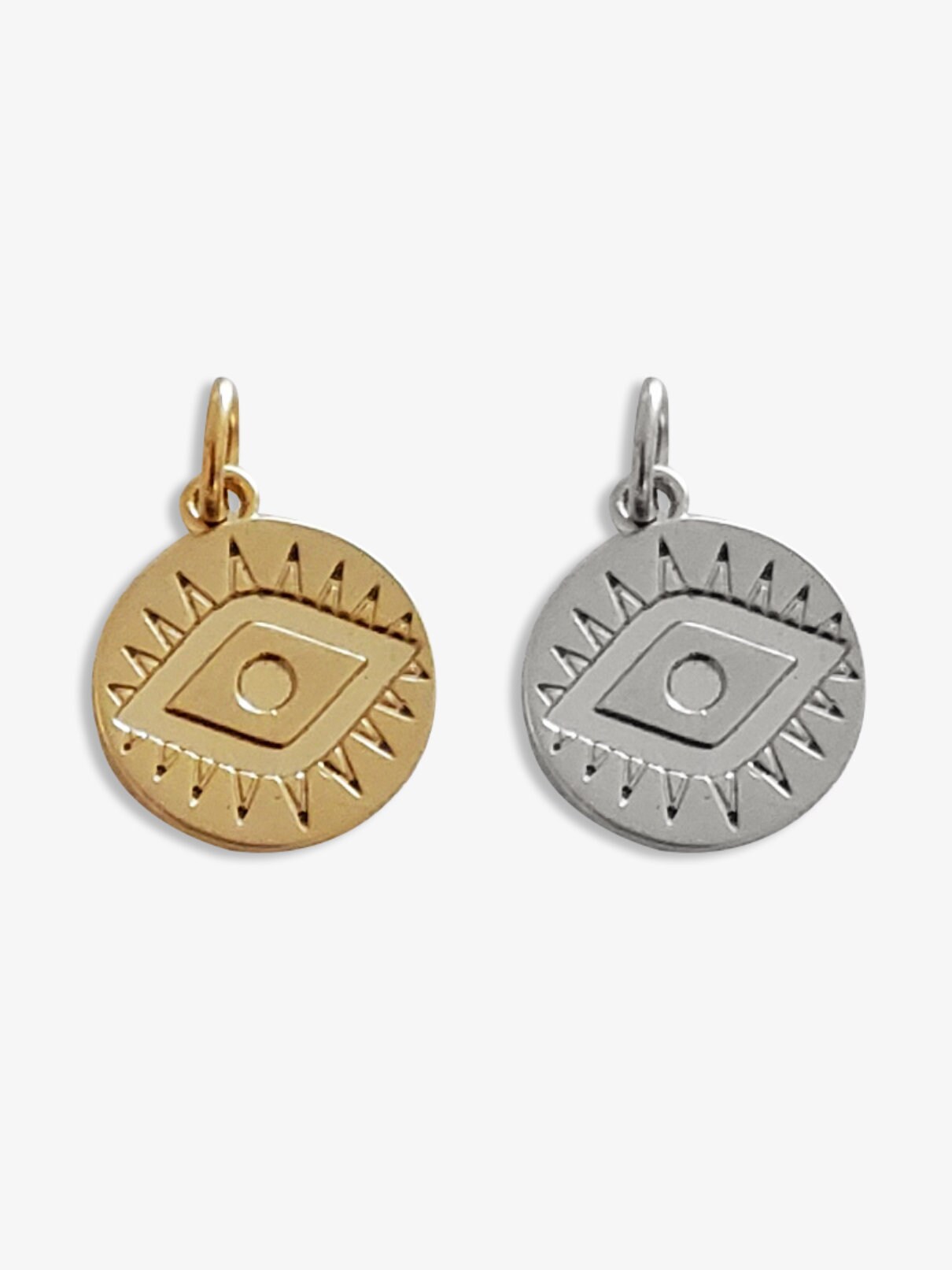 Slide on Evil Eye Charm Protection Jewelry Silver or Gold Layering ...