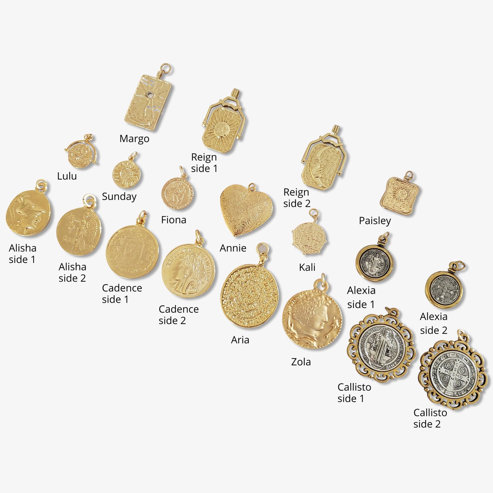 Slide-on Gold Double Sided Large Coin Pendant Reversible Roman | Etsy