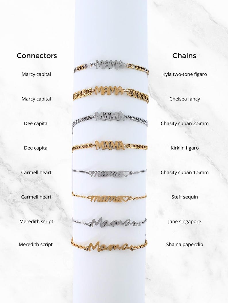 4 Styles! Mama Connector, Mama Link for Bracelet Necklace, Gold Silver ...