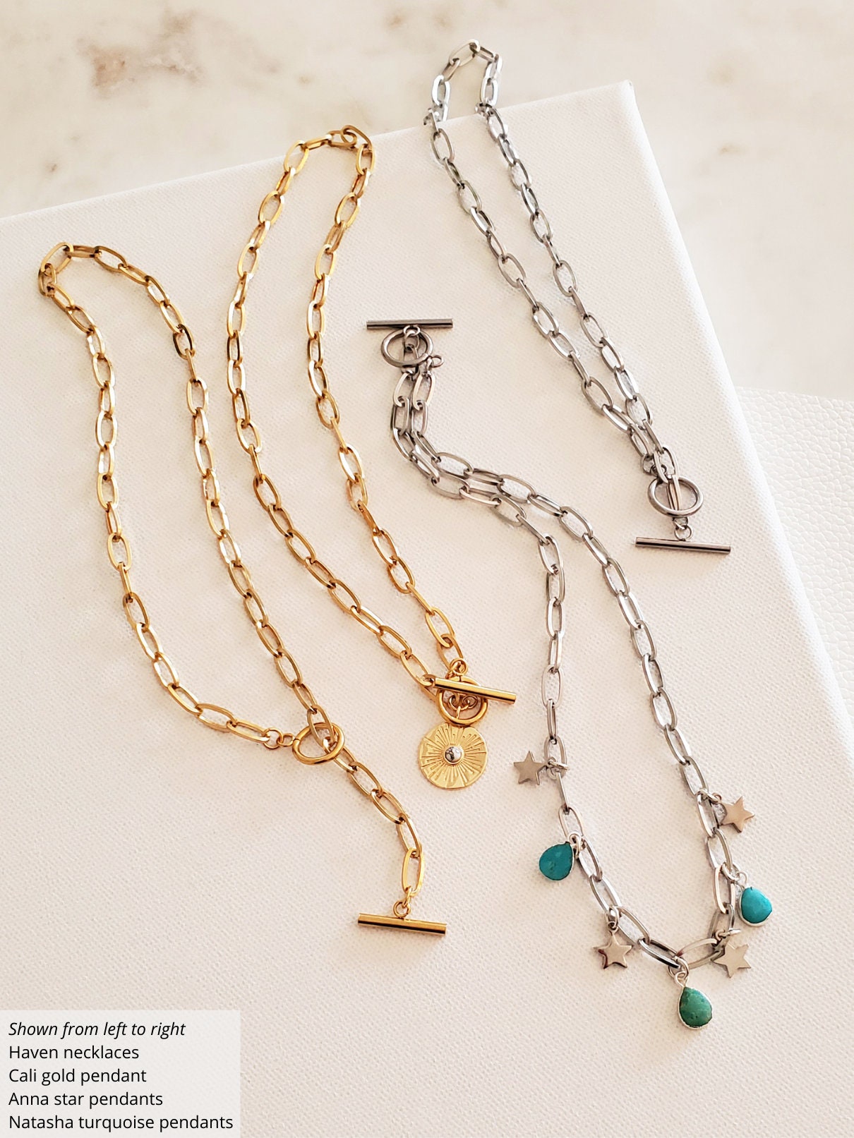 Gold Silver Paperclip Toggle Necklace Stainless Steel Oval | Etsy