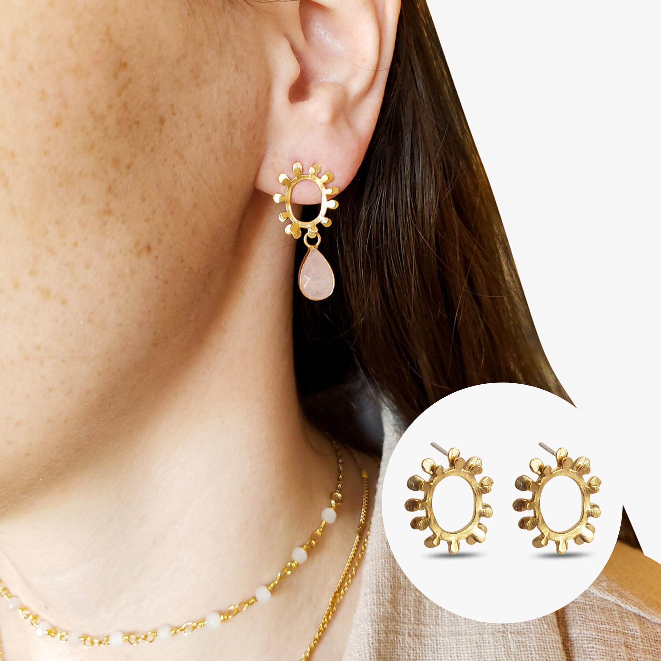 2PCS EPCS-368 Matte Gold 92.5% silver Post 11mm Sunburst Stud Earring ...