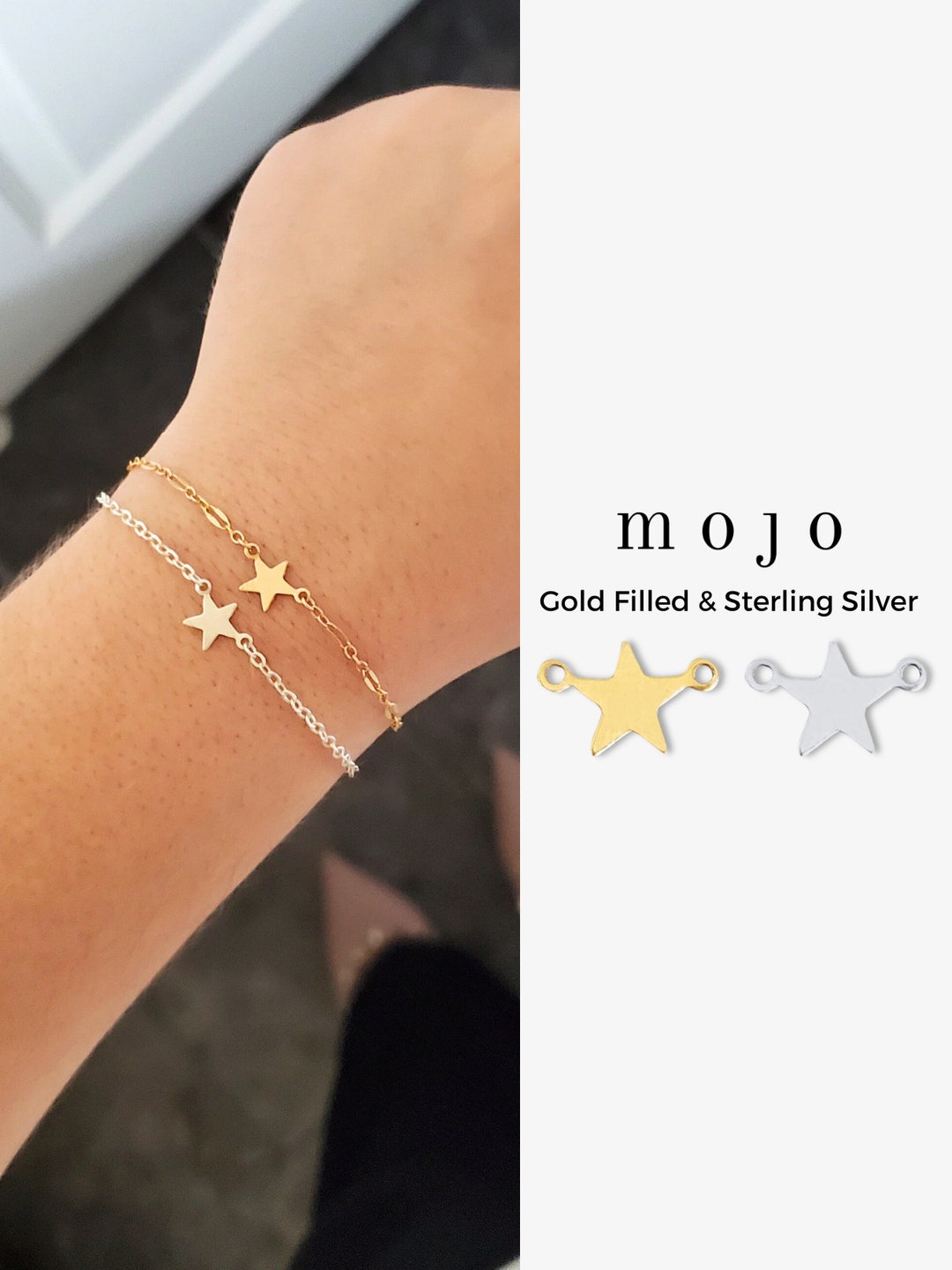 1pc or Set of 10 X Gold Filled or Sterling Silver Star Connector for ...
