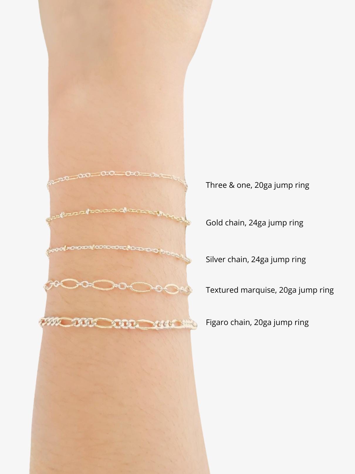 Two Tone Gold Filled and Sterling Silver Chain by the Foot, Mixed ...