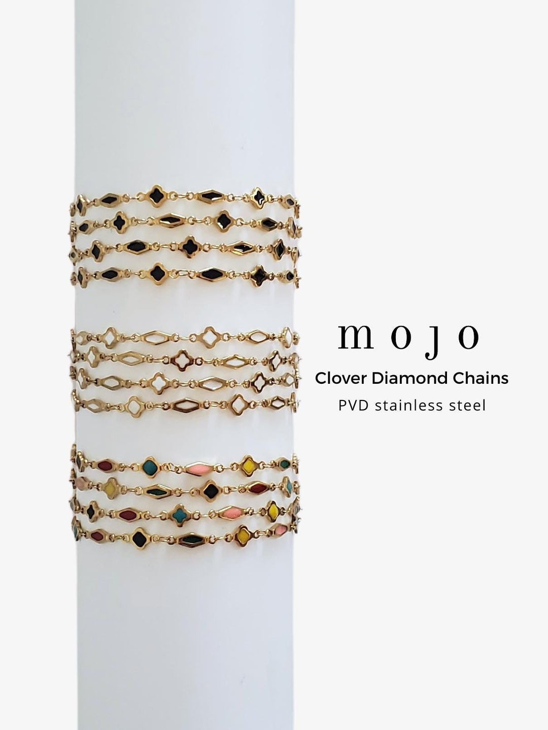 3 Colors! Clover Chain for Permanent Jewelry Making Gold PVD Stainless ...