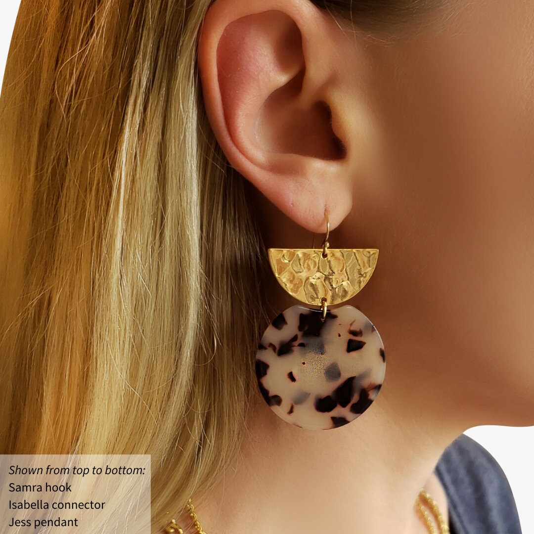 Gold Hammered Connector or Pendant Half Moon Connector | Etsy