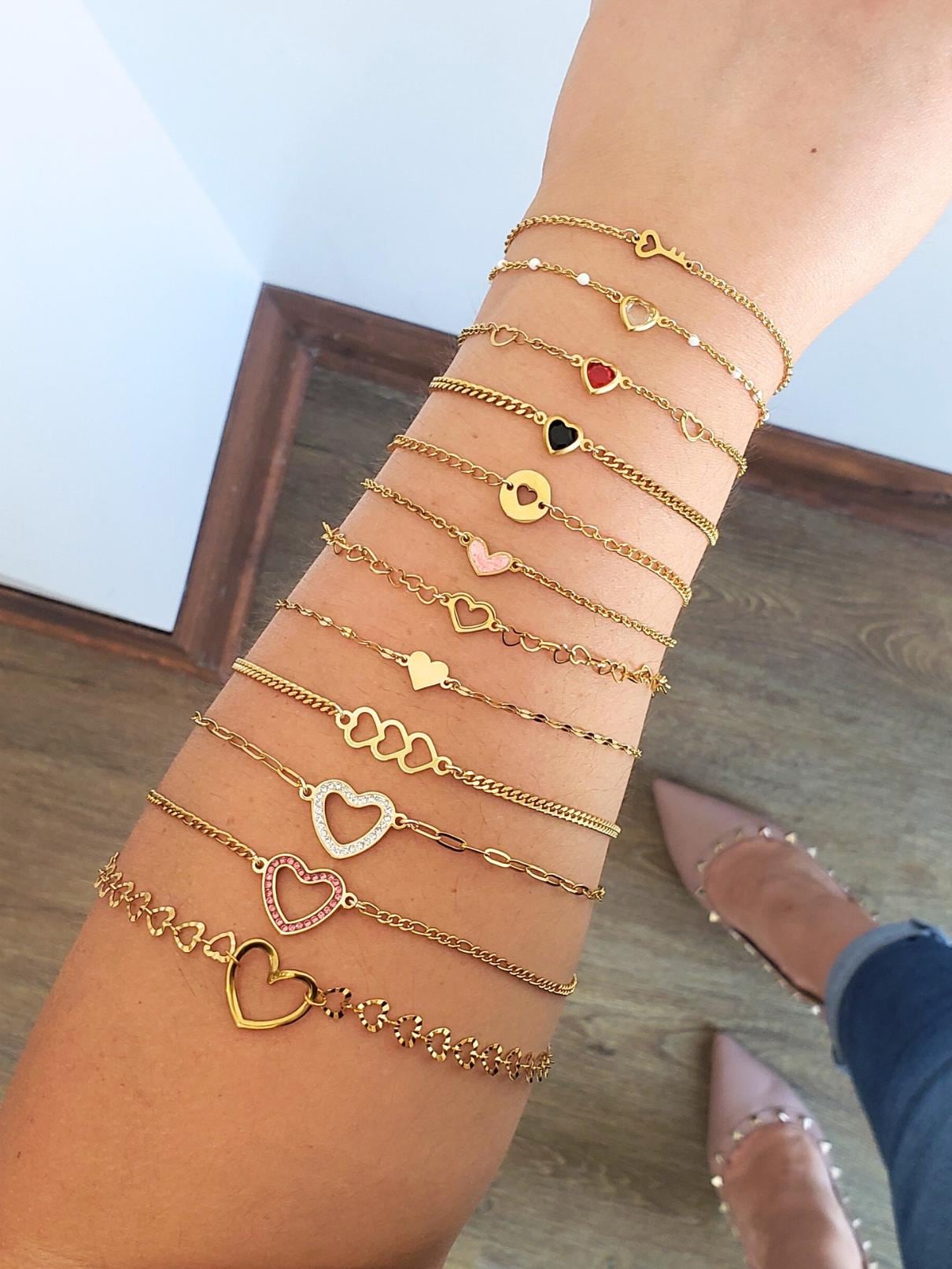 12 Styles, Gold Heart Connectors for Permanent Jewelry Bracelet ...