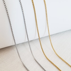 2 Colors! Gold & Silver Box Chain Rounded Box Necklace Adjustable for ...