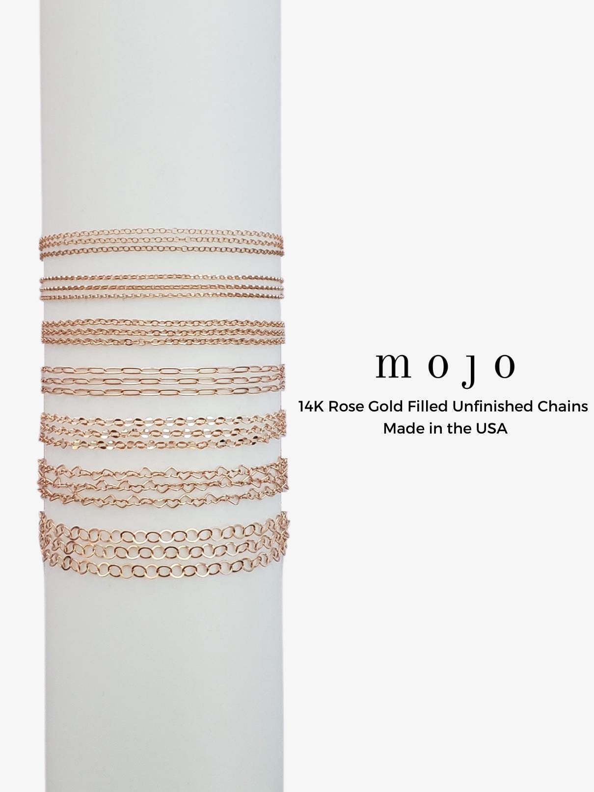 14K Rose Gold Filled UNFINISHED CHAIN by the Foot for Making Necklaces ...