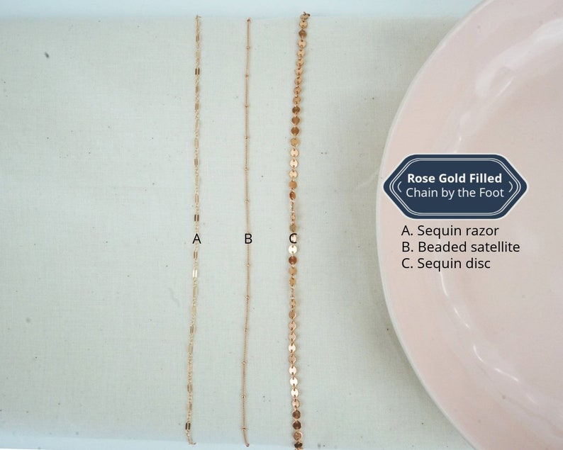 14K Rose Gold Filled Chain By The Foot You Choose Necklace | Etsy
