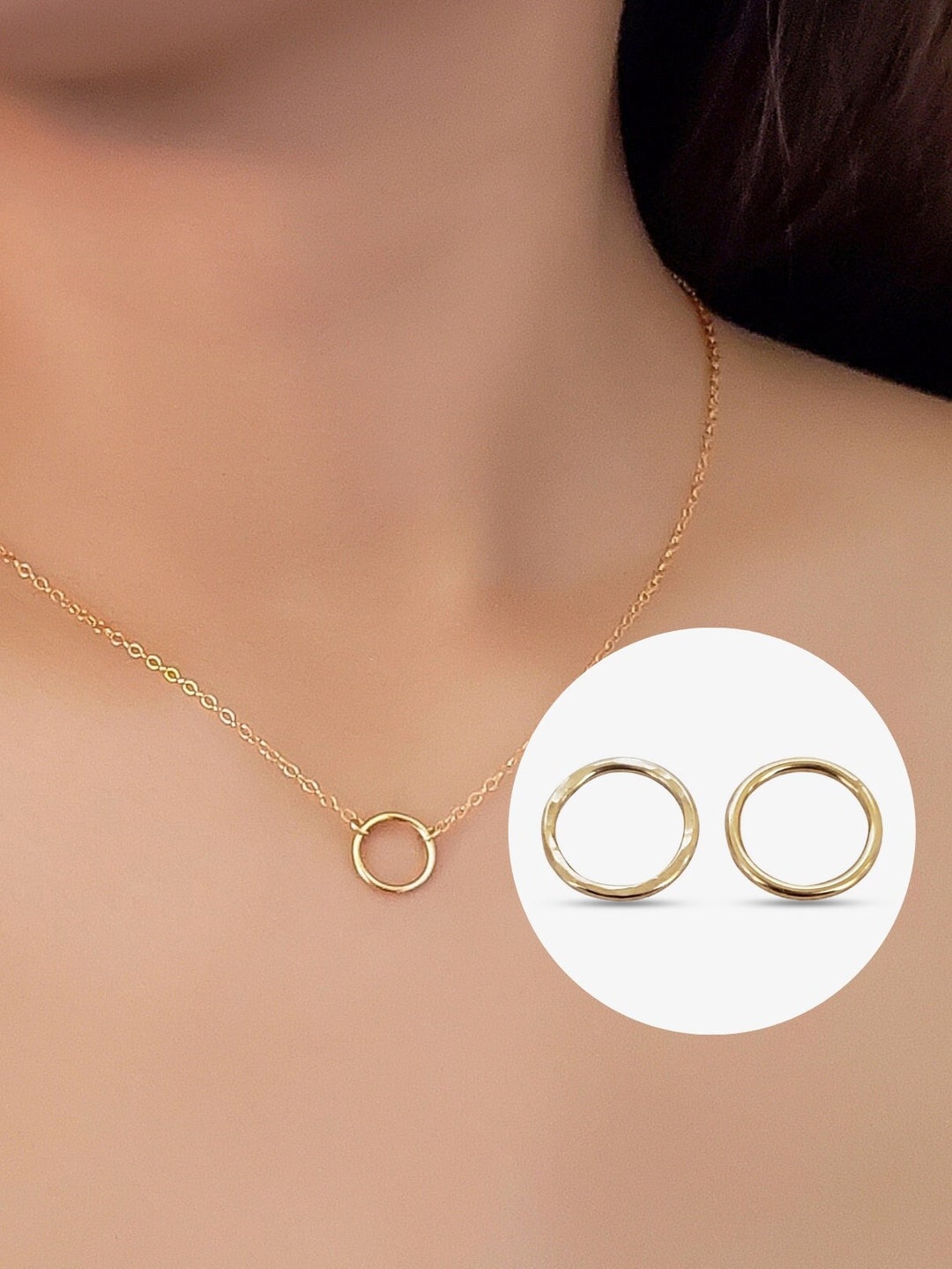 14K Gold Filled Open Circle Karma Charm Minimalist Jewelry Connector ...