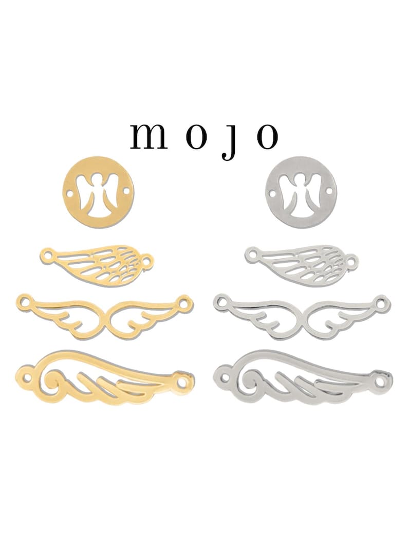 Angel Wing Connector Collection for Permanent Jewelry Silver Gold PVD ...