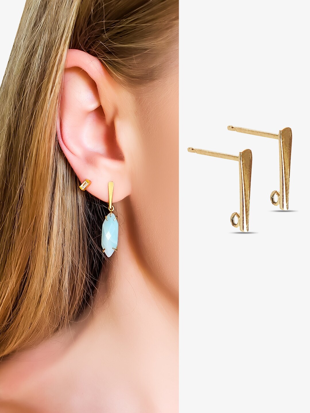 Bar Earrings Simple Studs One Loop Minimalist Bar Spike Earring ...
