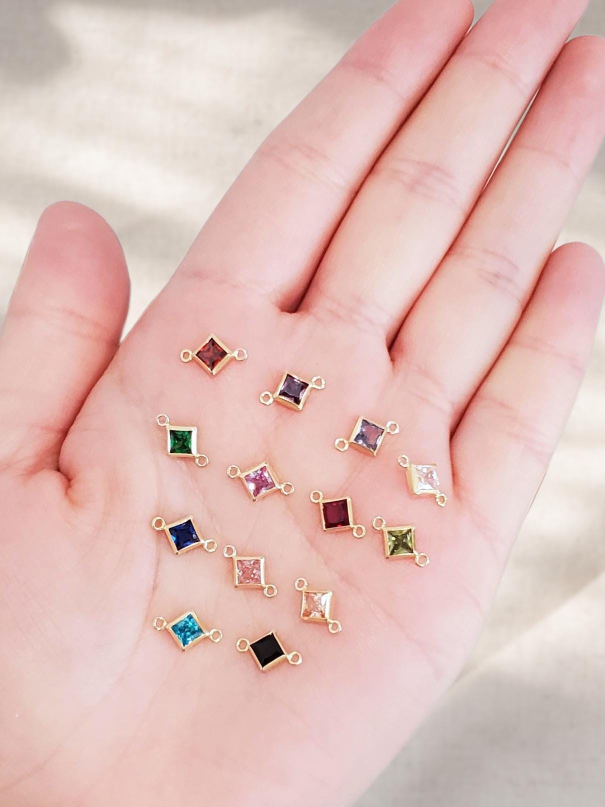 13 Colors, 14K Gold Filled Diamond Shapes Birthstones for Permanent ...