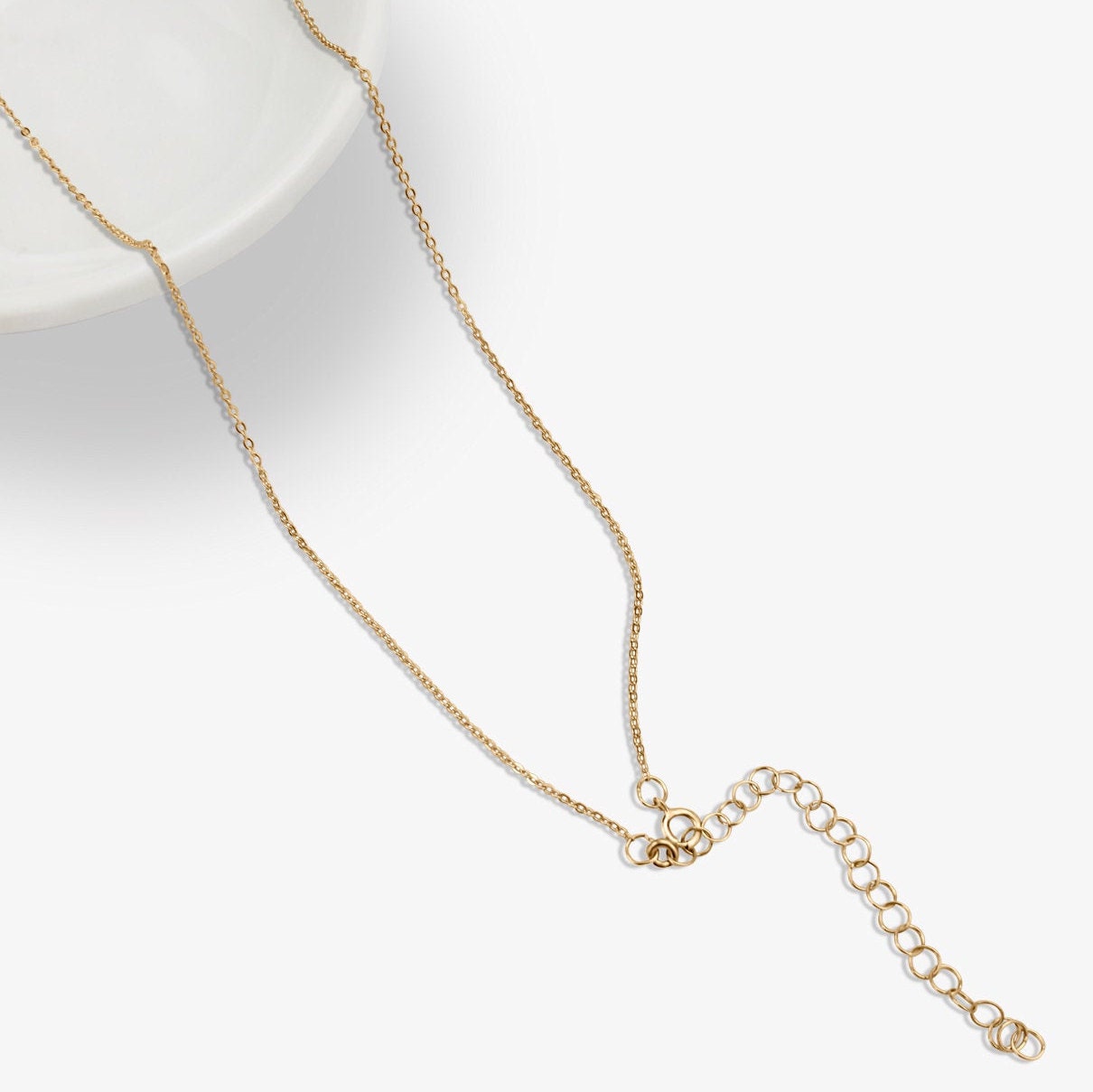 14K Gold Adjustable Cable Necklace Adjustable Length Chain | Etsy