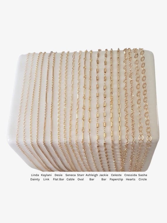 14K Gold Filled Chain by the Foot Paperclip Bar Cable Heart - Etsy Canada