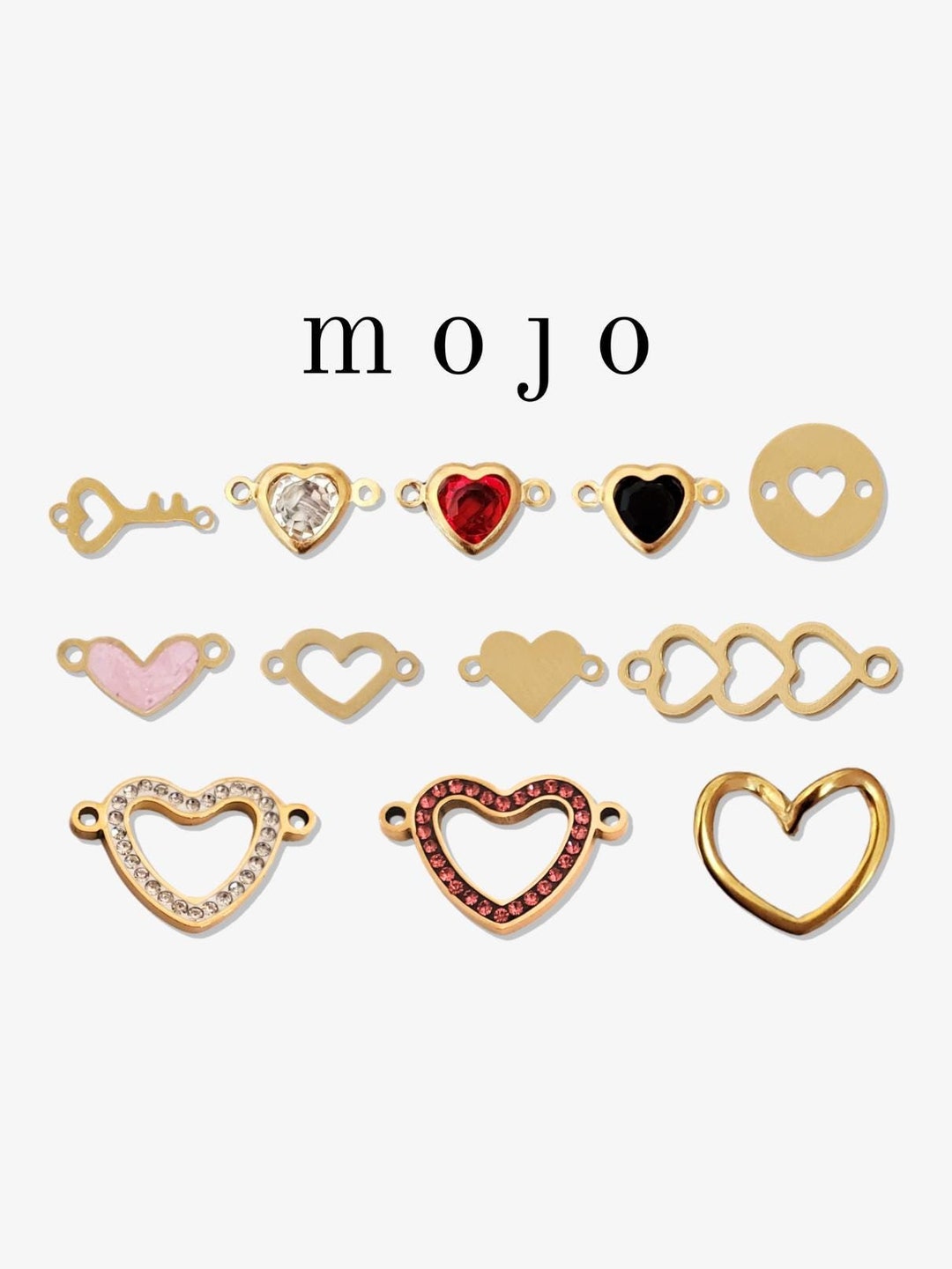 12 Styles, Gold Heart Connectors for Permanent Jewelry Bracelet ...