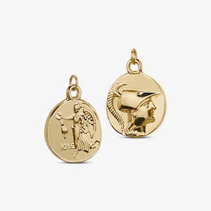 Slide-on Gold Double Sided Large Coin Pendant Reversible Roman Greek ...