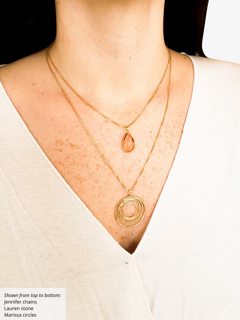 Gold Concentric Circles Pendant Continuous Circle Charm Unique | Etsy