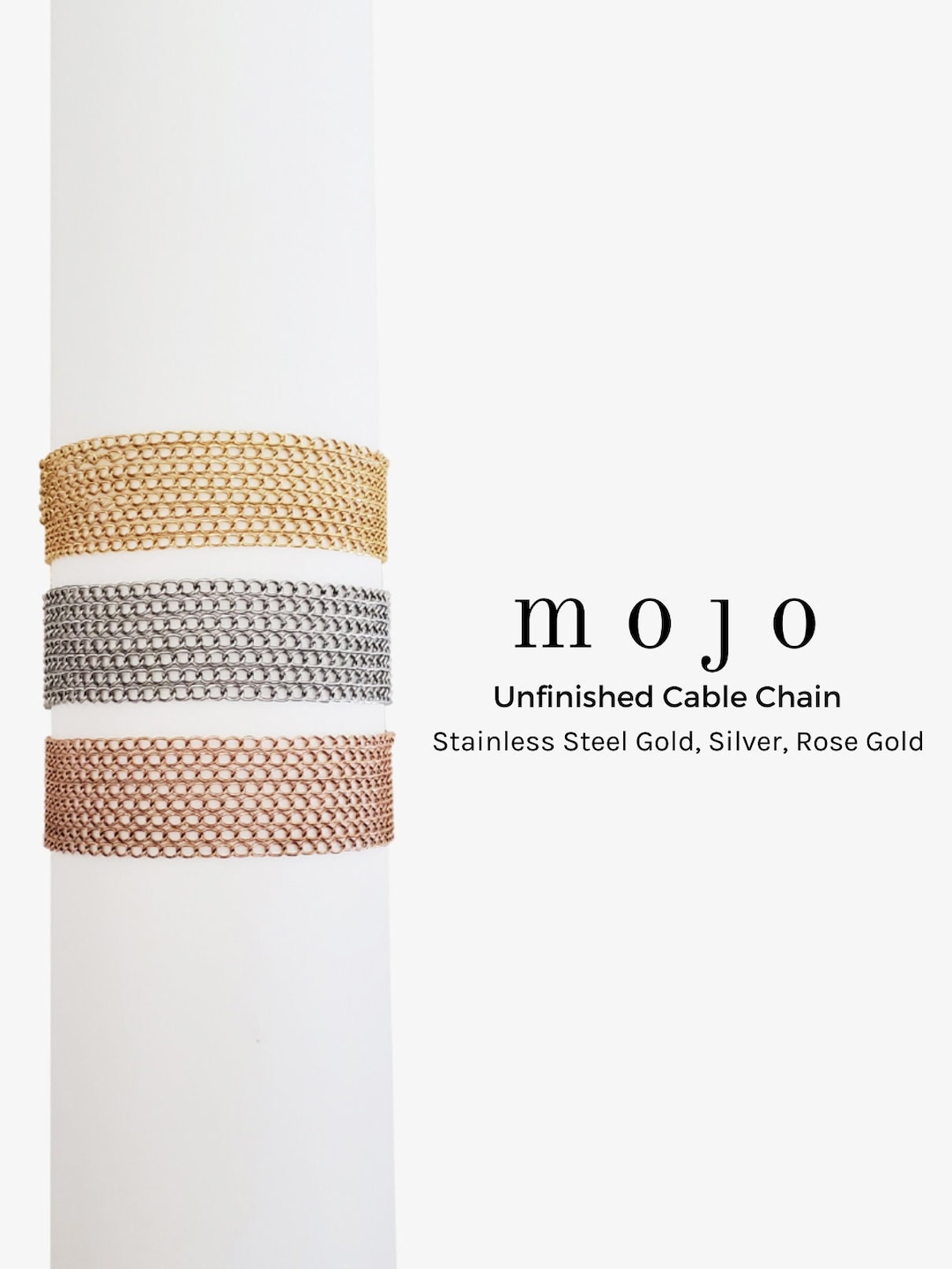 3 Colors! Stainless Steel Cable Chain by the Foot 3MM Any Length ...