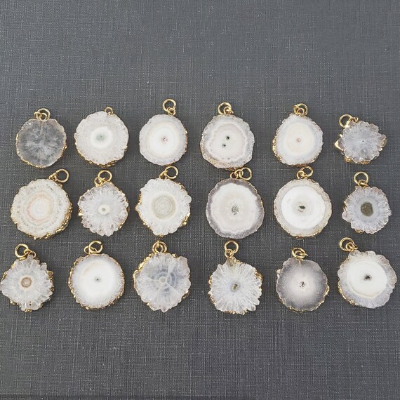 White Agate Slice Pendant Geode Slice Charm White Crystal | Etsy