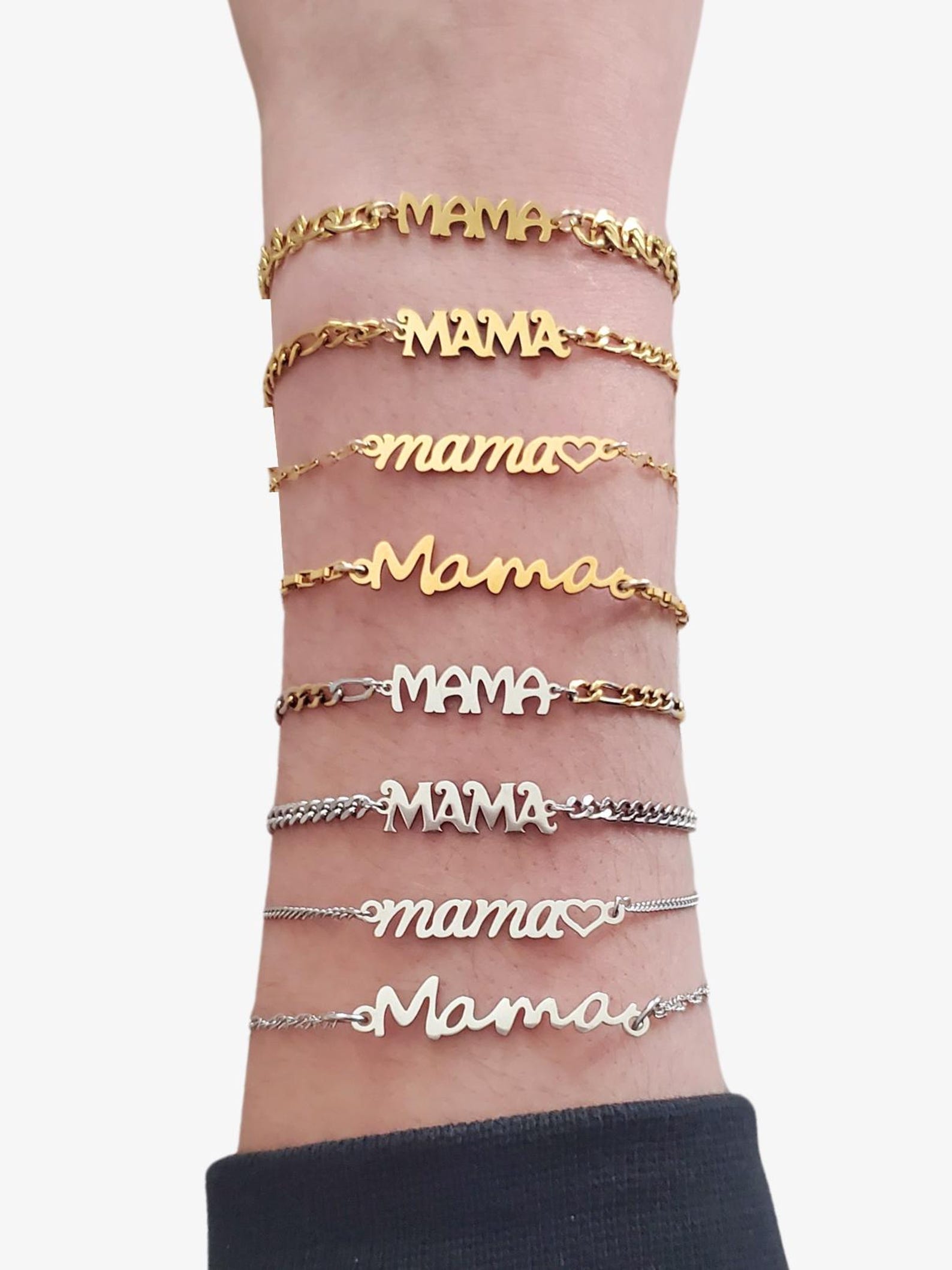 4 Styles! Mama Connector, Mama Link for Bracelet Necklace, Gold Silver ...