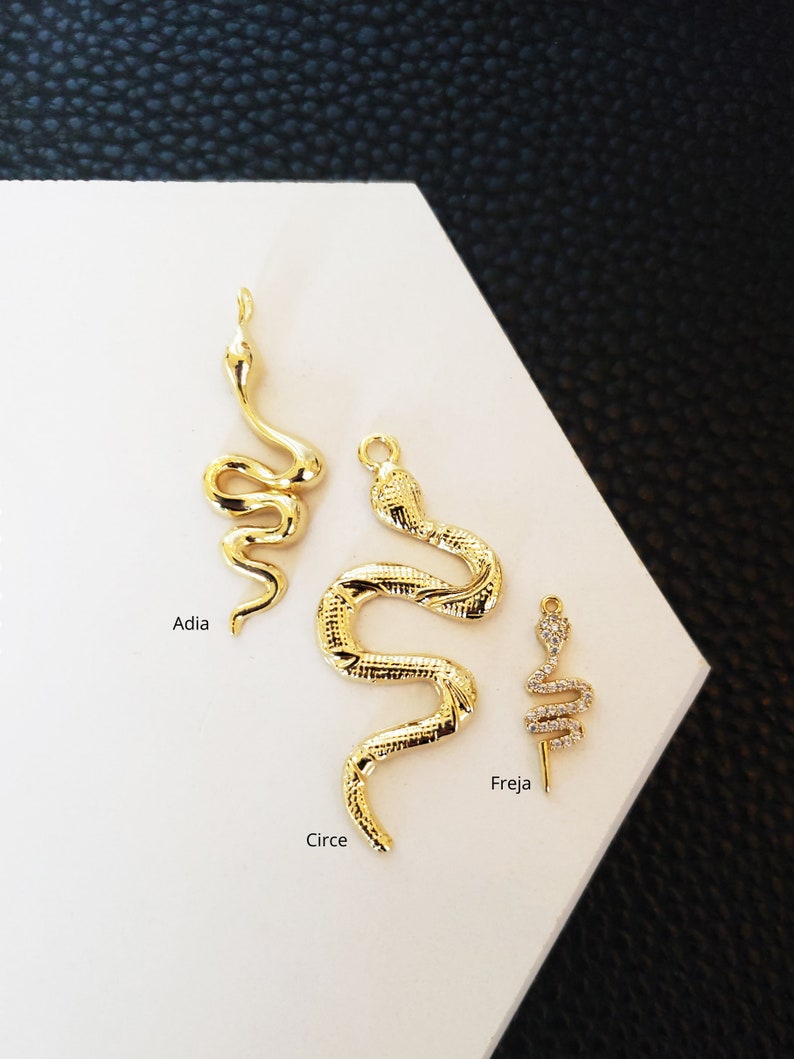 Gold Snake Pendant 3 Styles 24K Gold Plated Brass Snake Charm | Etsy