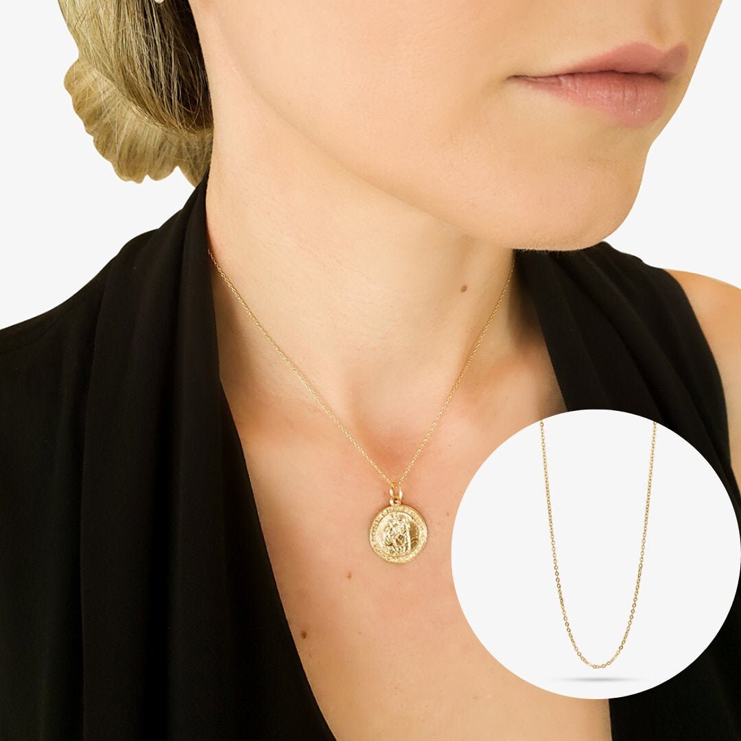 14K Gold Adjustable Cable Necklace Adjustable Length Chain | Etsy