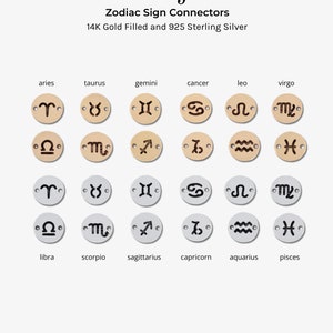 Gold Filled, Sterling Silver Zodiac Connector Disc for Permanent ...