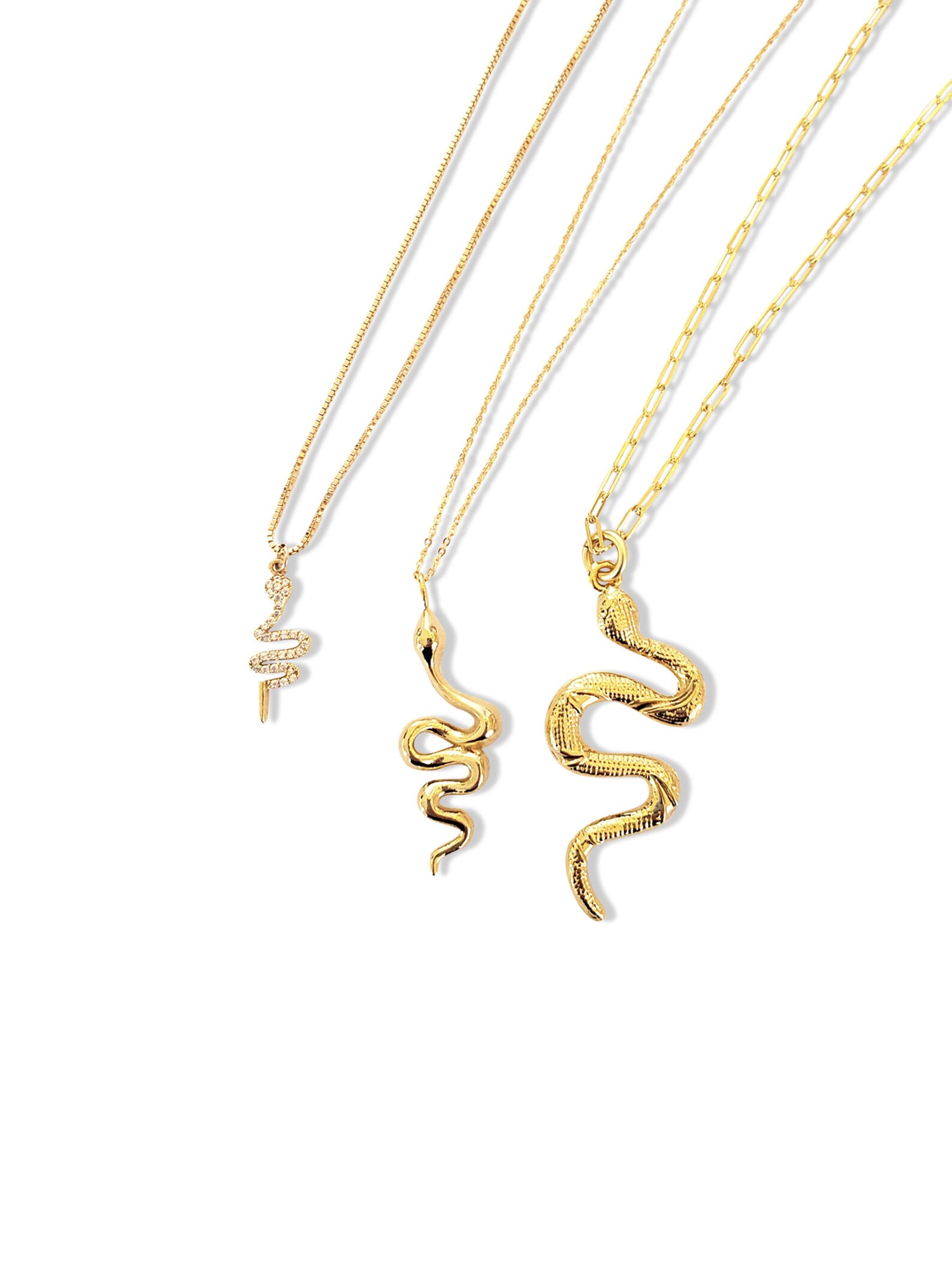 Gold Snake Pendant 3 Styles 24K Gold Plated Brass Snake Charm - Etsy