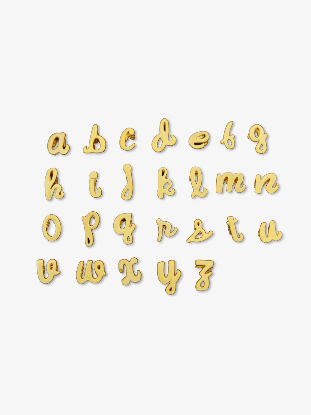 Tiny Gold Cursive Initial Letter Alphabet A B C D E F G H I J K L M N O ...