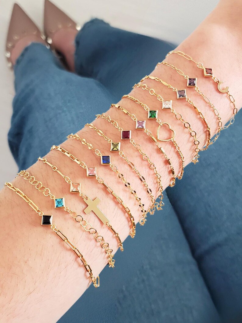 13 Colors, 14K Gold Filled Diamond Shapes Birthstones for Permanent ...