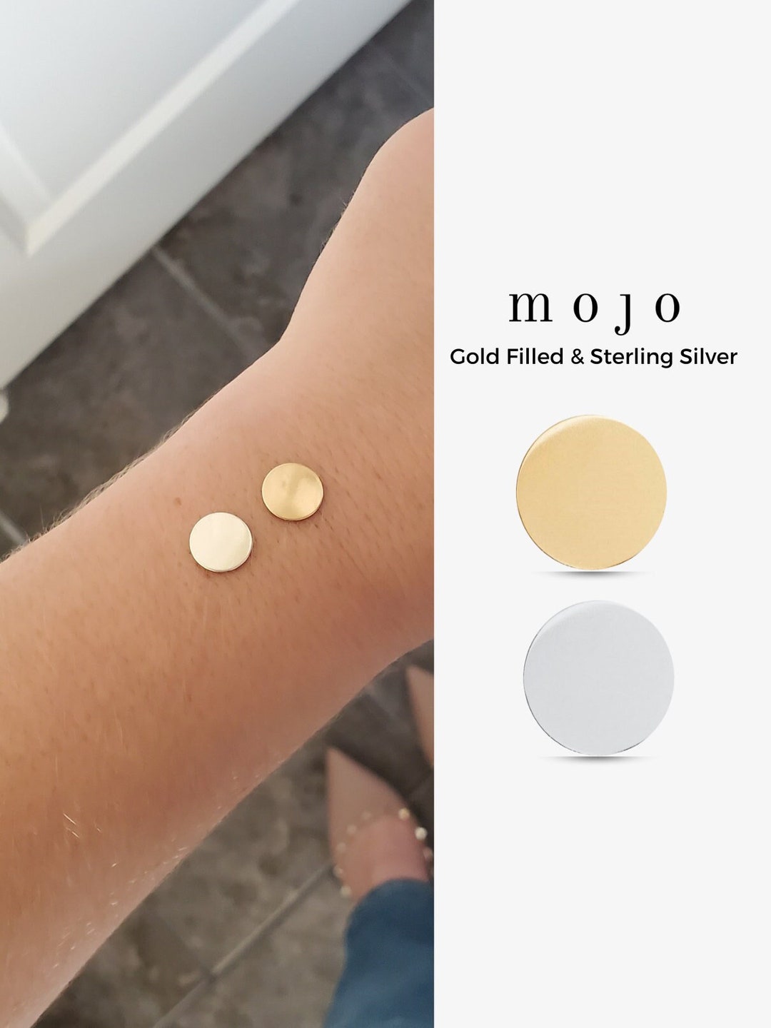 Set of 5 X Gold Filled, Sterling Silver Round Stamping Blanks Without ...