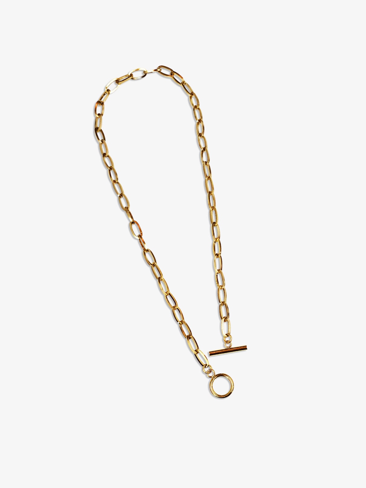 Gold Silver Paperclip Toggle Necklace Stainless Steel Oval | Etsy