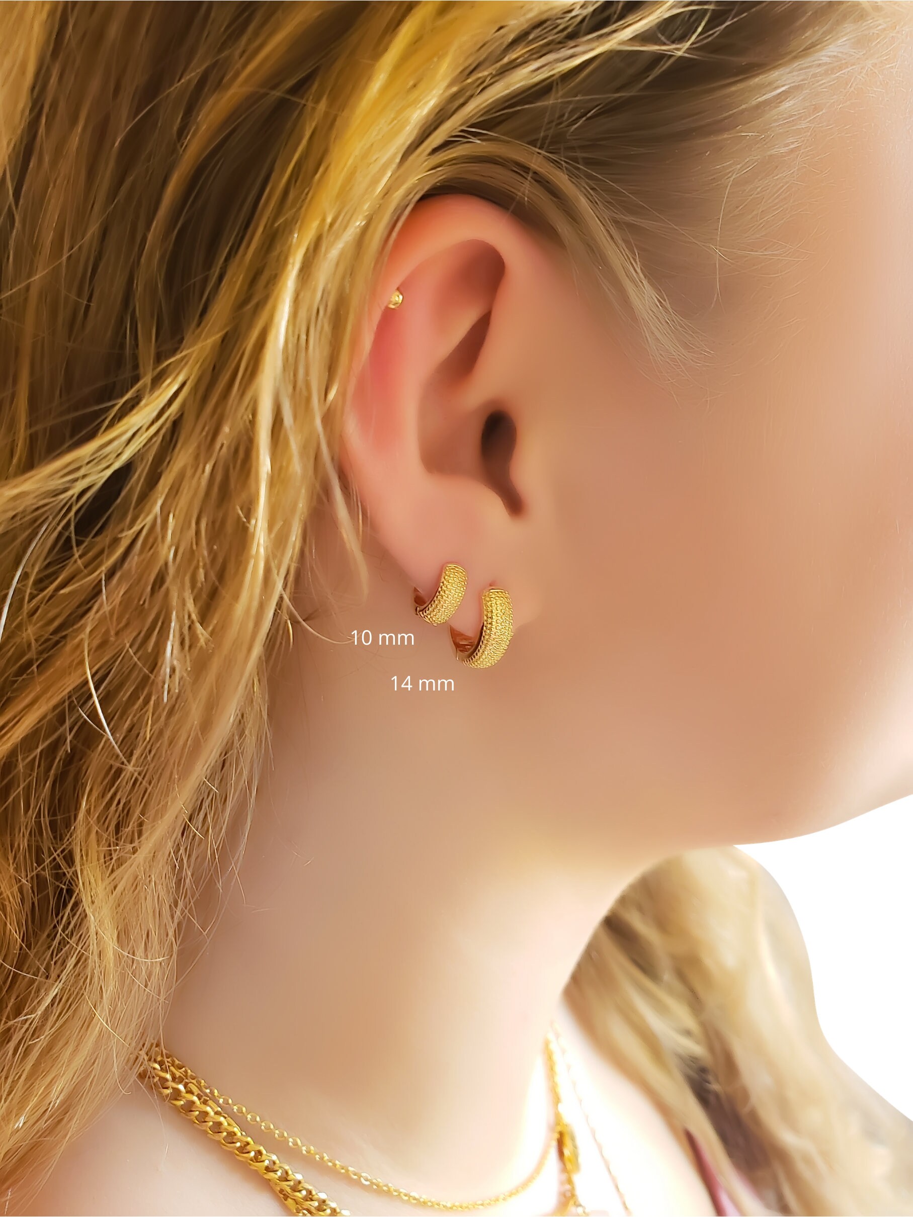 3 Sizes Thick Textured Gold Click Hoops Huggie Hoops Huggies - Etsy