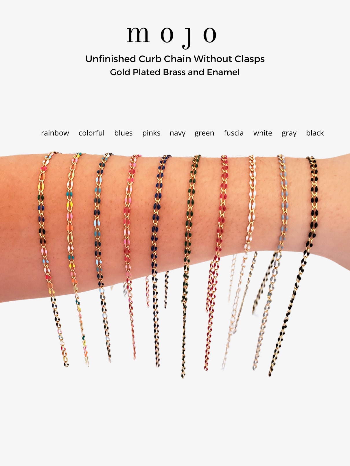 10 Colors! Enamel Chain, Multi Color Unfinished Chain by the Foot for ...
