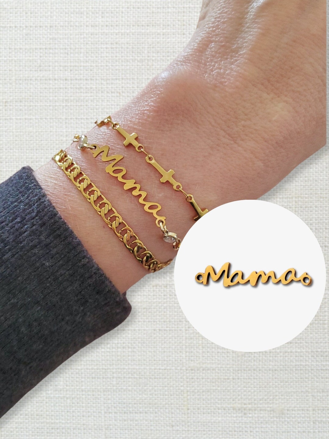 Gold Mama Connector for Permanent Jewelry Bracelet Necklace Charm New ...