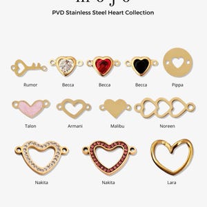 12 Styles, Gold Heart Connectors for Permanent Jewelry Bracelet ...