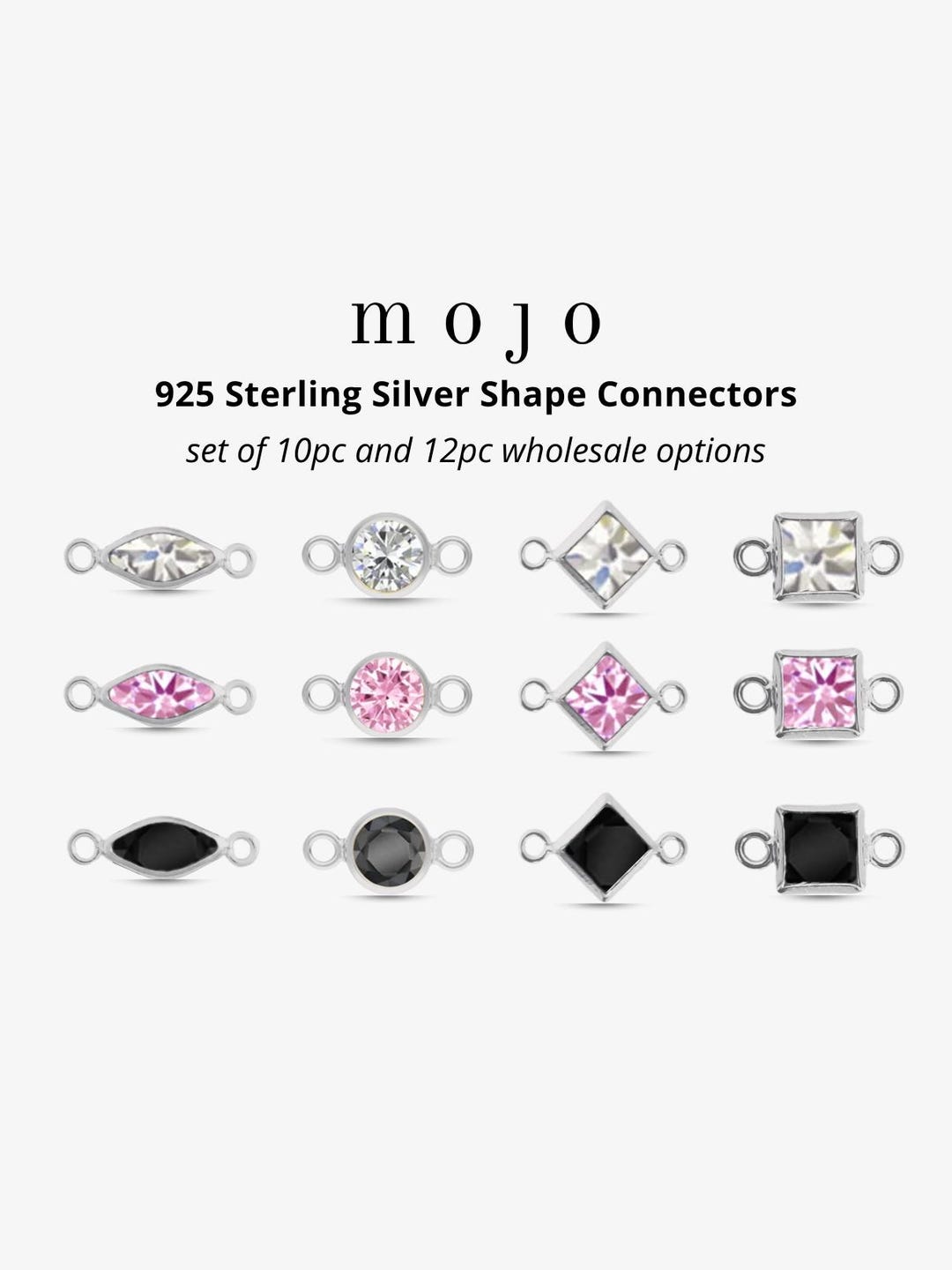 Sterling Silver Connectors Square Circle Diamond Marquise Oval AAA ...