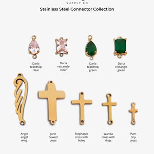 7 Styles! Gold Sideways Cross Connector Angel Wing CZ Bezel Connectors ...