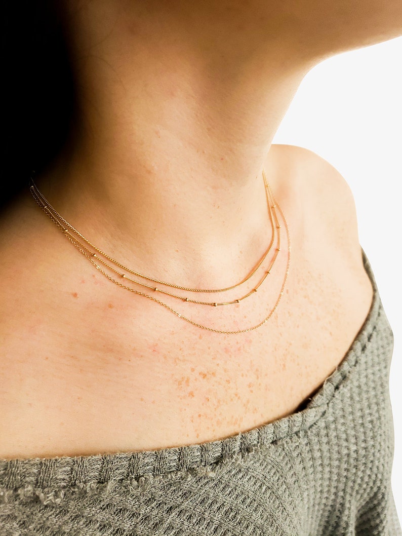 14K Gold Adjustable Cable Necklace Adjustable Length Chain | Etsy