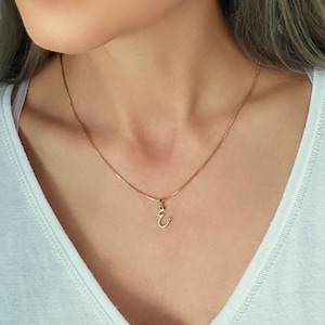 Gold Script Letter Charms, Cursive Initial Alphabet Heart Pendant for ...