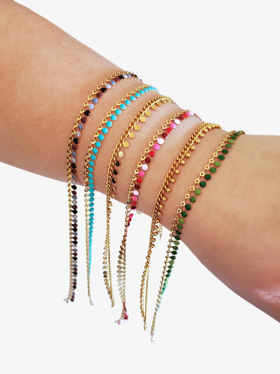 6 Styles! Gold Chain by the Foot for Permanent Jewelry Colorful Disc ...